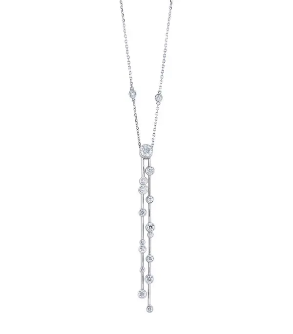 BOODLES Platinum And Diamond Double Drop Pendant Necklace - Silver