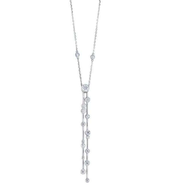 BOODLES Platinum And Diamond Double Drop Pendant Necklace - Silver