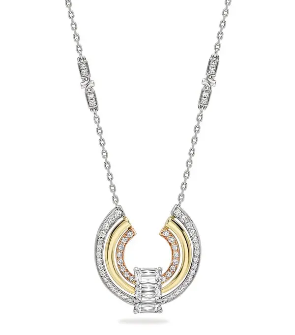 BOODLES Mixed Gold, Platinum, And Diamond Ribbons Pendant - Silver
