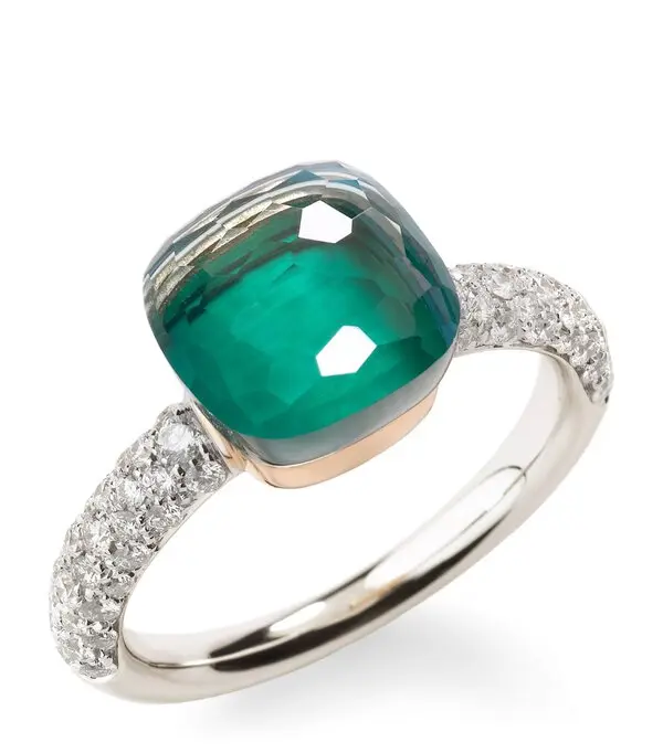 Pomellato Mixed Gold, Diamond, Topaz And Agate Nudo Classic Ring - Blue