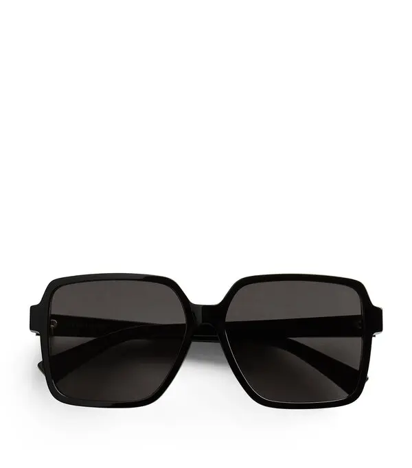 Bottega Veneta Rectangular Full Rim Sunglasses - Black