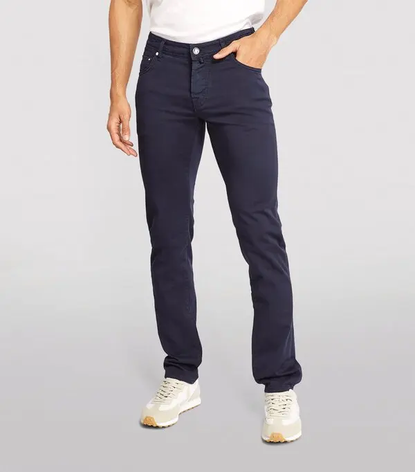 Jacob Cohen Stretch-cotton Slim Fit Trousers - Navy