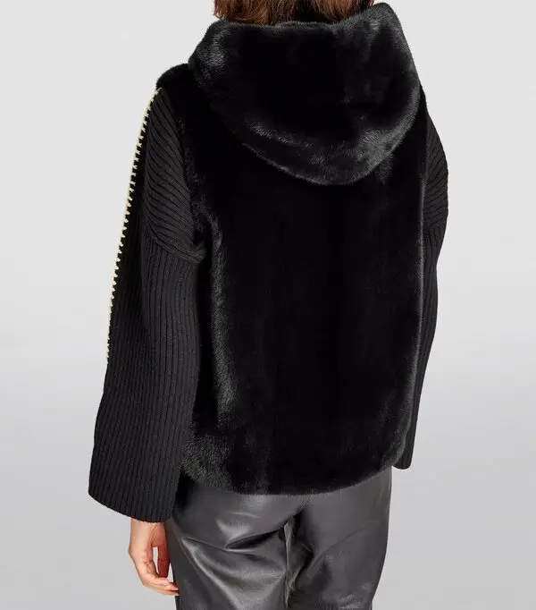 YVES SALOMON Mink Hooded Gilet