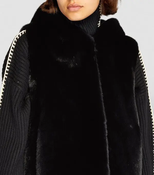 YVES SALOMON Mink Hooded Gilet