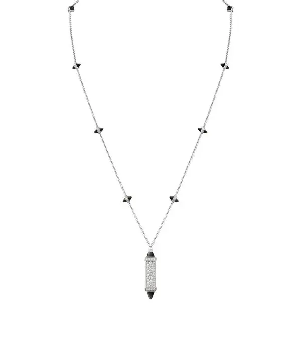 Cartier Les Berlingots De Necklace In White Gold With Diamonds And Onyx - Silver