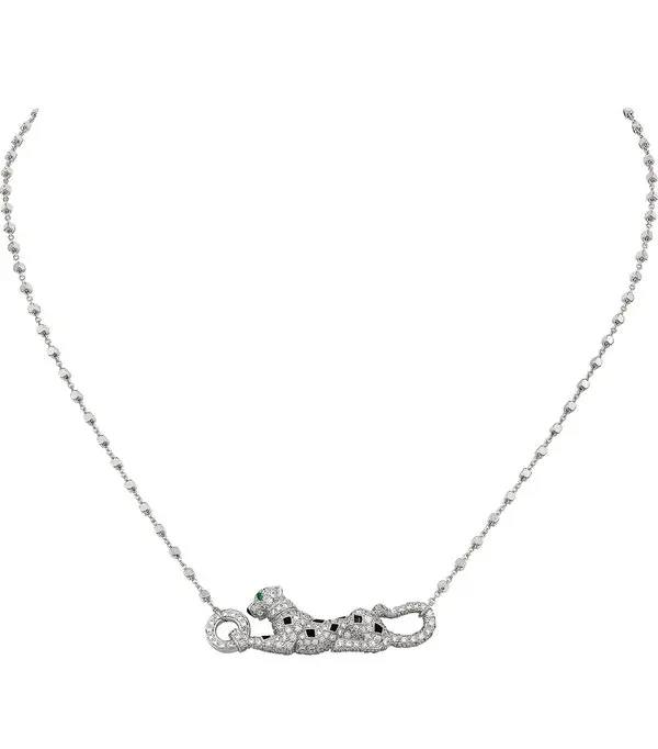Cartier White Gold And Diamond Panthère De Collier Necklace - Silver