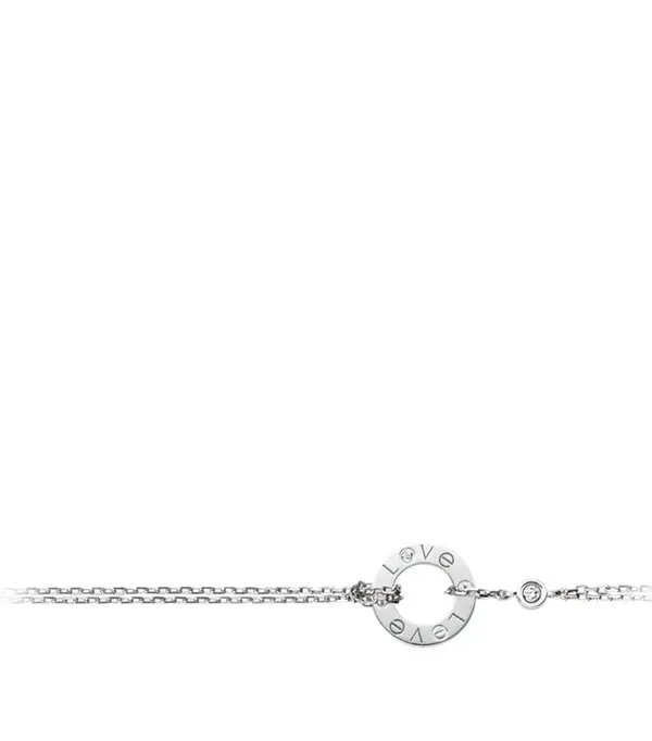 Cartier Gold And Diamond Love Chain Bracelet - Silver