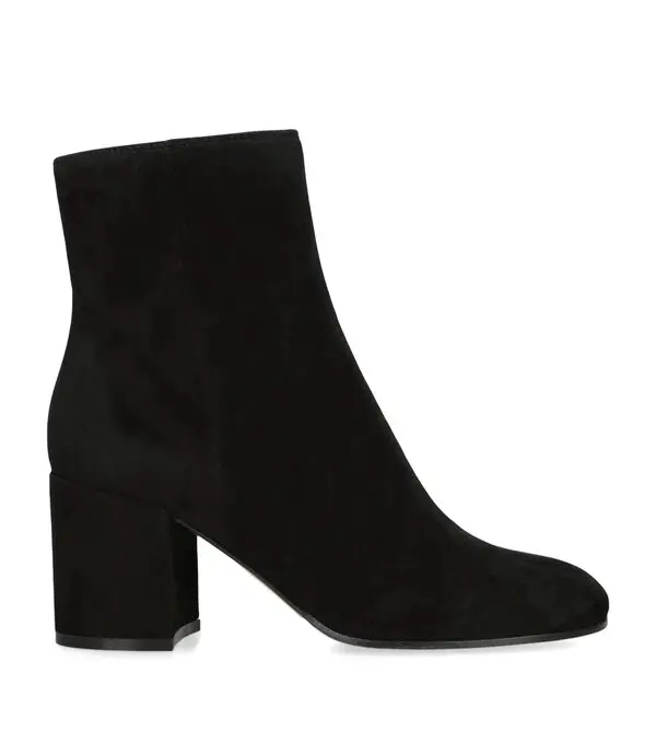 GIANVITO ROSSI Suede Ankle Boots With Block Heel - Black
