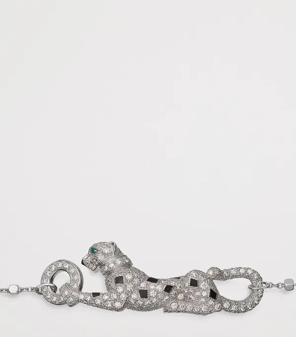 Cartier Panthère De White Gold Diamond And Emerald Bracelet