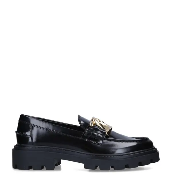 TOD'S Leather Chain Detail Lug Sole Loafers