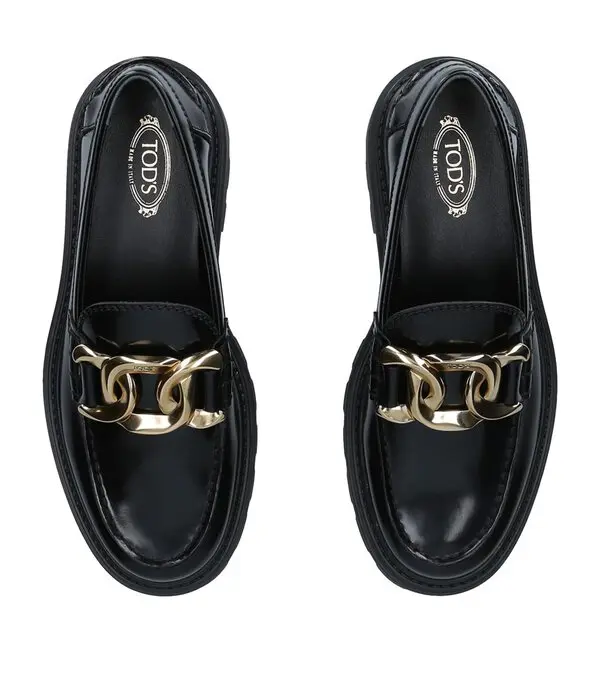 TOD'S Leather Chain Detail Lug Sole Loafers