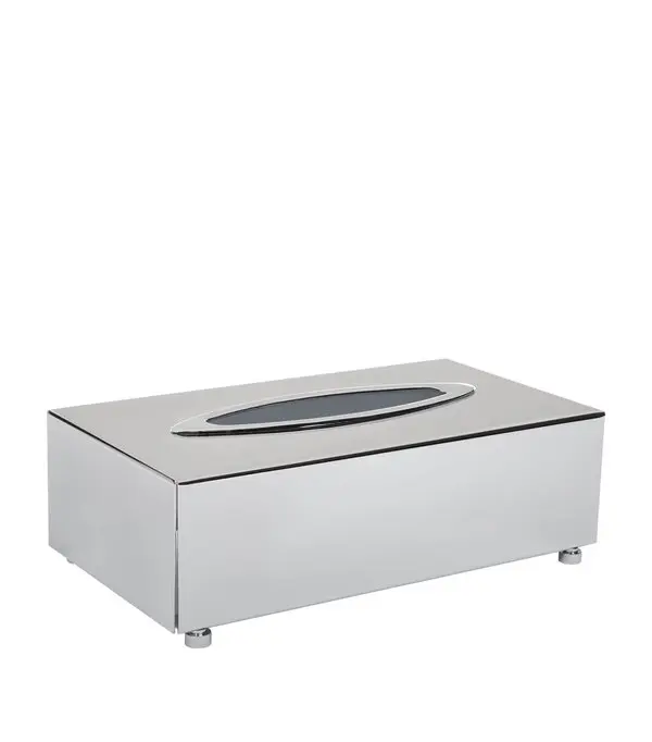ZODIAC Rectangular Chrome Tissue Box - Silver