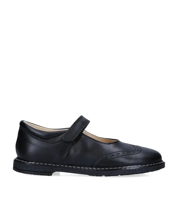 PAPOUELLI Leather Mary Jane Pumps With Velcro Fastening