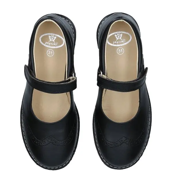 PAPOUELLI Leather Mary Jane Pumps With Velcro Fastening