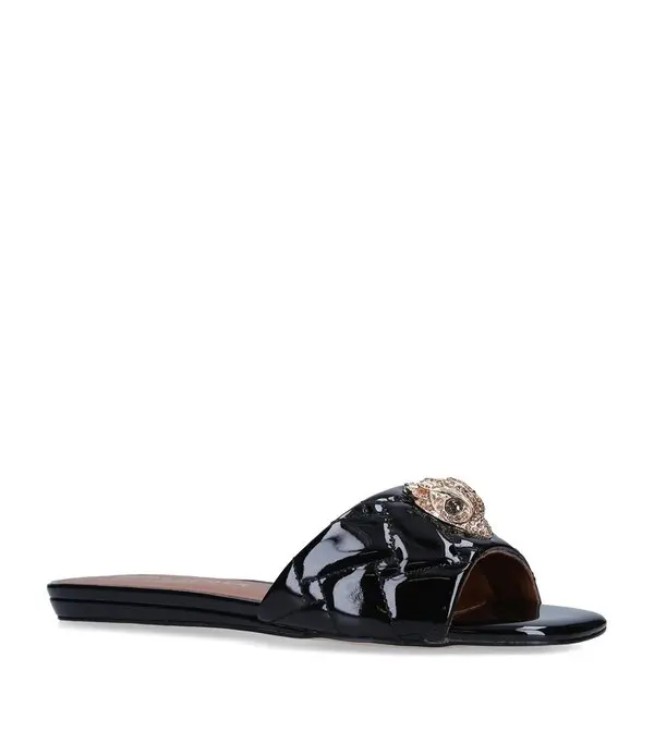 Kurt Geiger Patent Kensington Flat Sandals - Black