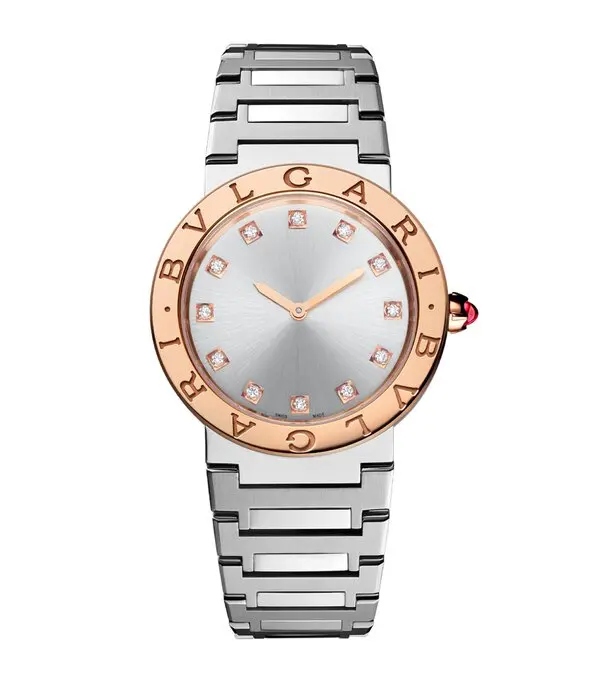 BVLGARI Stainless Steel And Rose Gold Watch - Grey