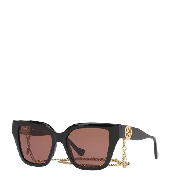 Gucci Rectangle Sunglasses With Chain Detail