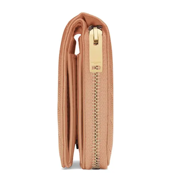 Saint Laurent Small Monogram Matelassé Zip-around Wallet