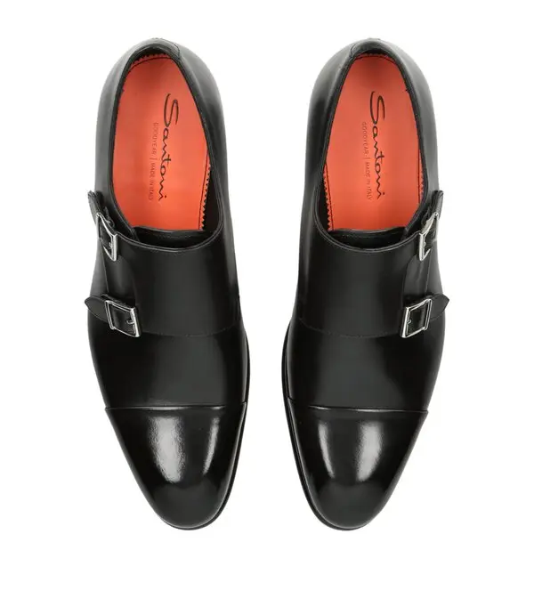 Santoni Carter Double Monk Strap Shoes - Black