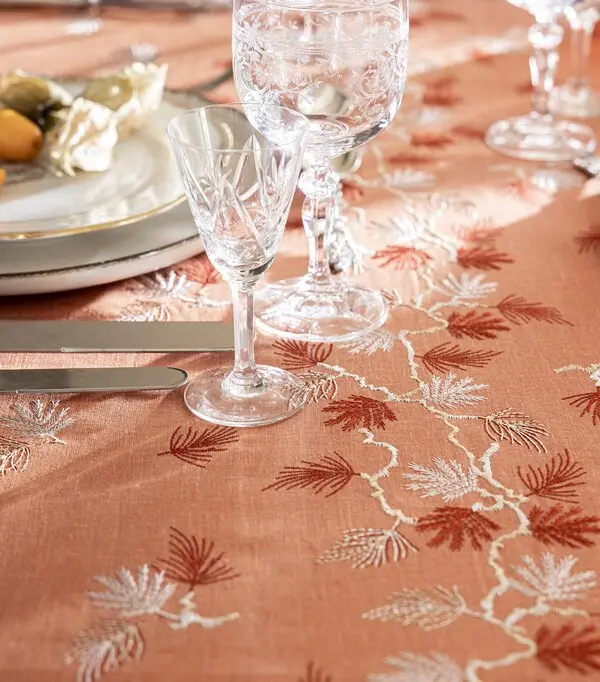 ALEXANDRE TURPAULT Linen Embroidered Tablecloth - Brown