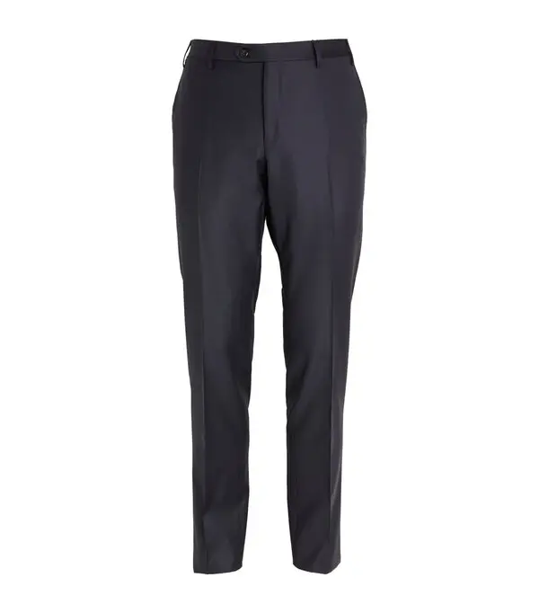 Corneliani Virgin Wool Slim Tailored Trousers - Navy