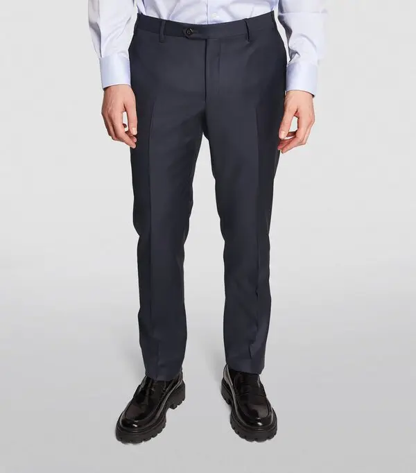 Corneliani Virgin Wool Slim Tailored Trousers - Navy