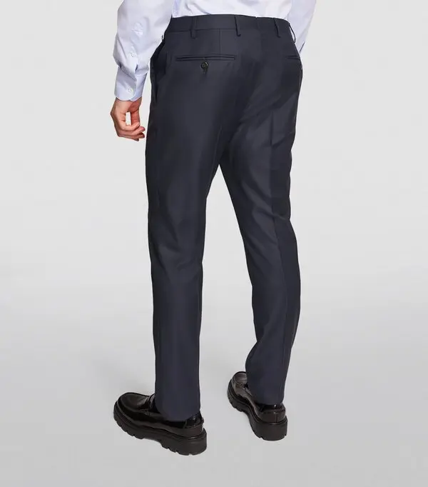 Corneliani Virgin Wool Slim Tailored Trousers - Navy