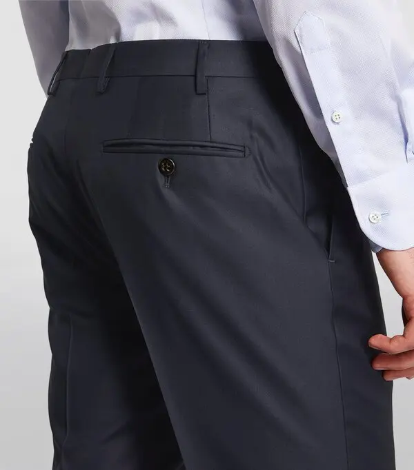Corneliani Virgin Wool Slim Tailored Trousers - Navy