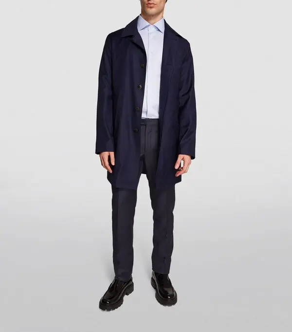 Corneliani Virgin Wool Slim Tailored Trousers - Navy
