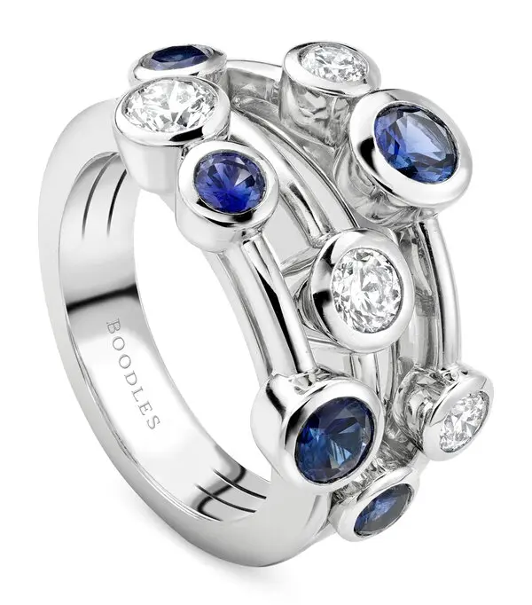 BOODLES Platinum, Diamond And Sapphire Ring - Silver