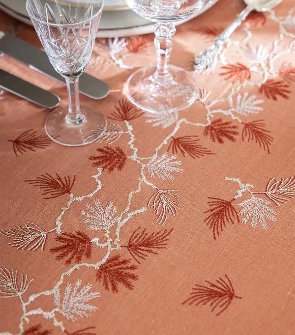 ALEXANDRE TURPAULT Linen Embroidered Tablecloth - Brown
