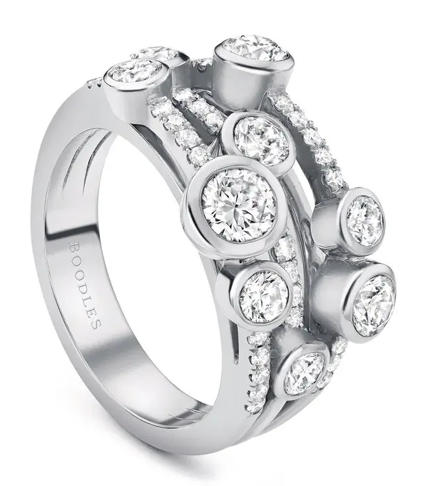 BOODLES Platinum And Diamond Classic Waterfall Ring - Silver
