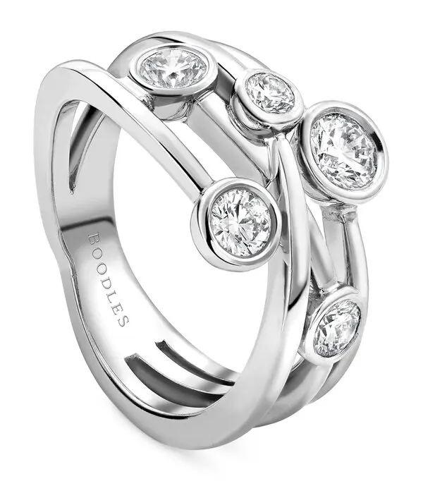 BOODLES Platinum And Five Diamond Raindance Ring