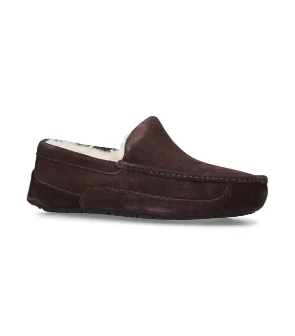 UGG Suede Shearling-lined Ascot Slippers - Brown