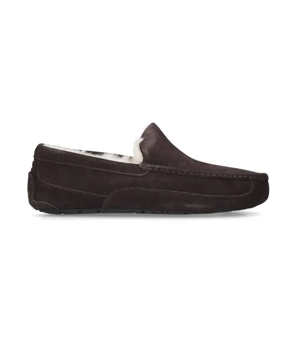 UGG Suede Shearling-lined Ascot Slippers - Brown