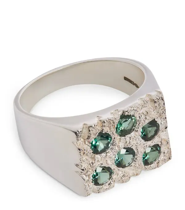 BLEUE BURNHAM Sterling Signet Ring With Emerald - Silver