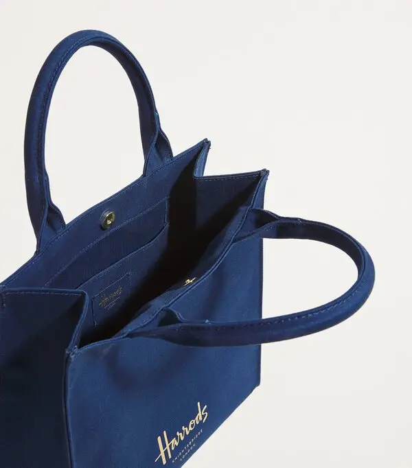 Harrods Small Cotton Logo Tote Bag - Navy