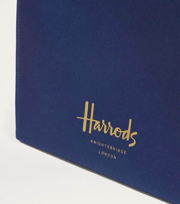 Harrods Small Cotton Logo Tote Bag - Navy