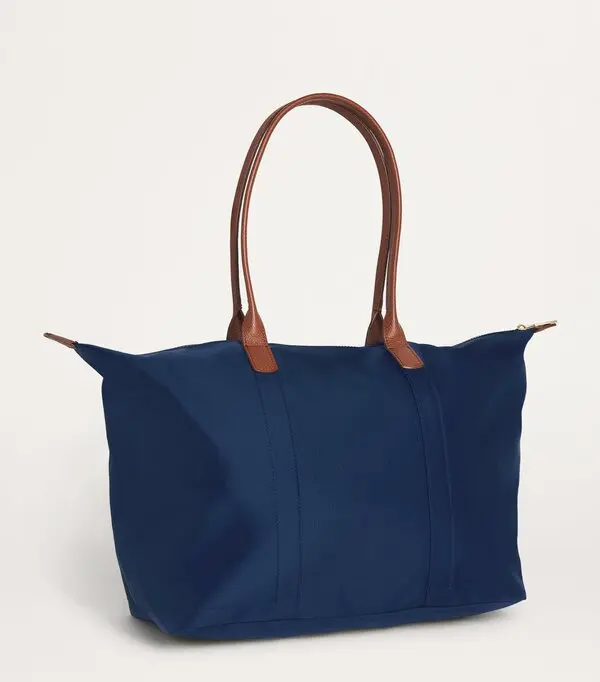 Harrods Medium Nylon Tote Bag With Leather Trim - Navy
