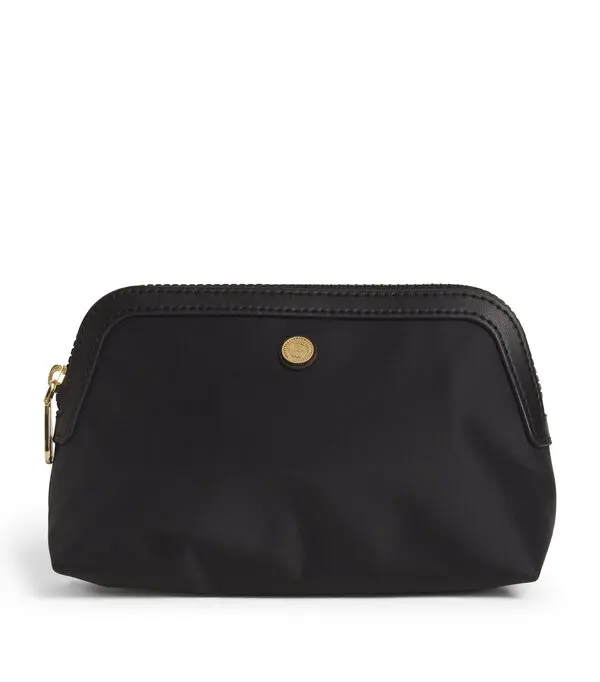 Harrods Small Nylon Wash Bag With Leather Trims - Black