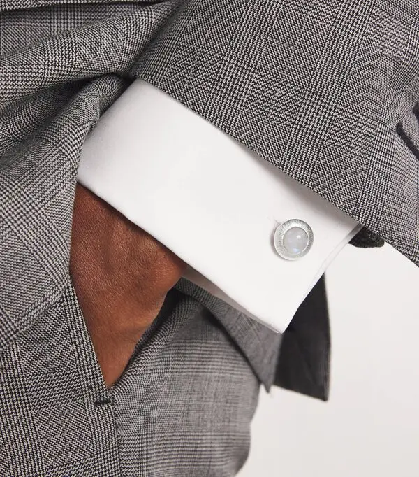Tateossian Rhodium-plated And Moonstone Graffiato Cufflink
