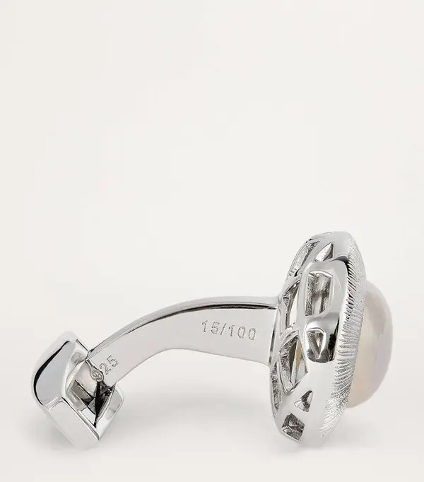 Tateossian Rhodium-plated And Moonstone Graffiato Cufflink