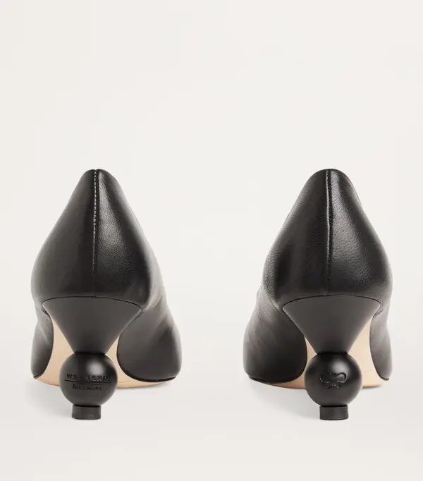 Max Mara Leather Pumps With Sculptural Heel - Black