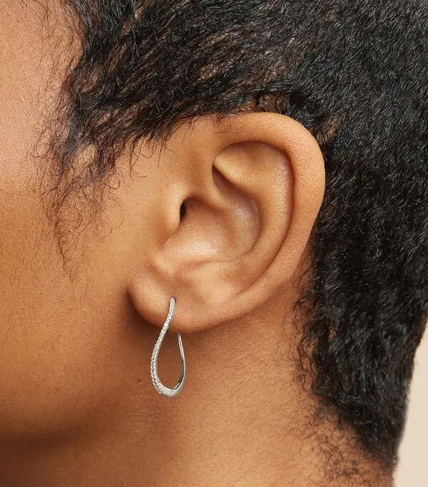 ASTRID & MIYU White Gold And White Topaz Infinity Hoop Earrings