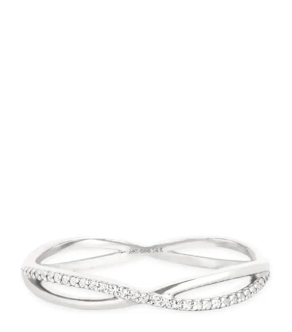 ASTRID & MIYU 14-karat White Gold And Topaz Infinite Pavé Ring - Silver