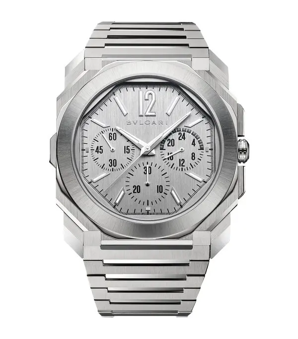 BVLGARI Stainless Steel Octo Finissimo Chronograph Gmt Watch - Grey