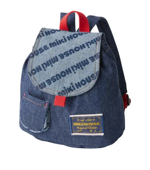 MIKI HOUSE Denim Backpack With Embroidered Logo