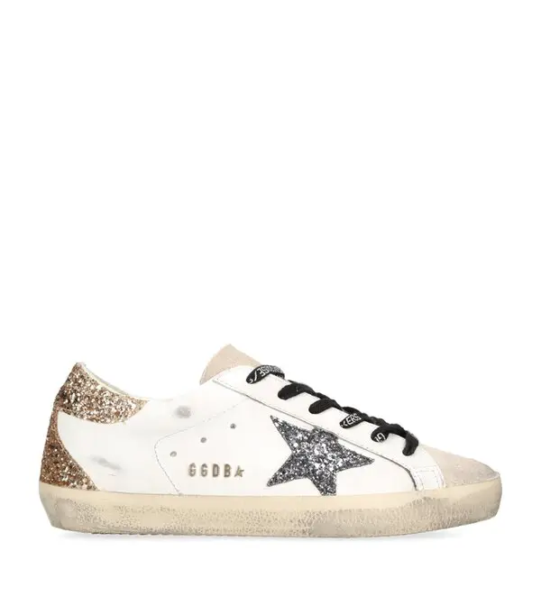 GOLDEN GOOSE Super-star Leather Sneakers With Glitter Accents