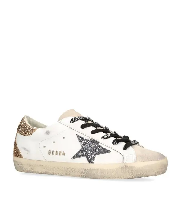 GOLDEN GOOSE Super-star Leather Sneakers With Glitter Accents