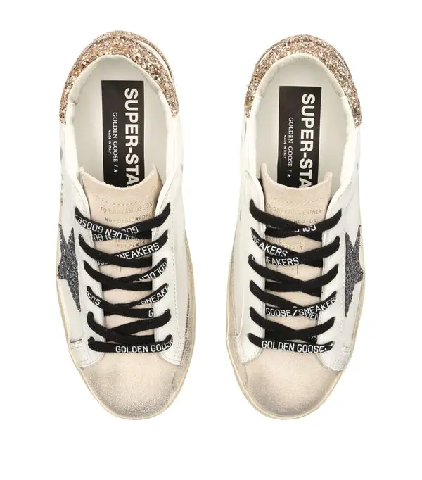 GOLDEN GOOSE Super-star Leather Sneakers With Glitter Accents